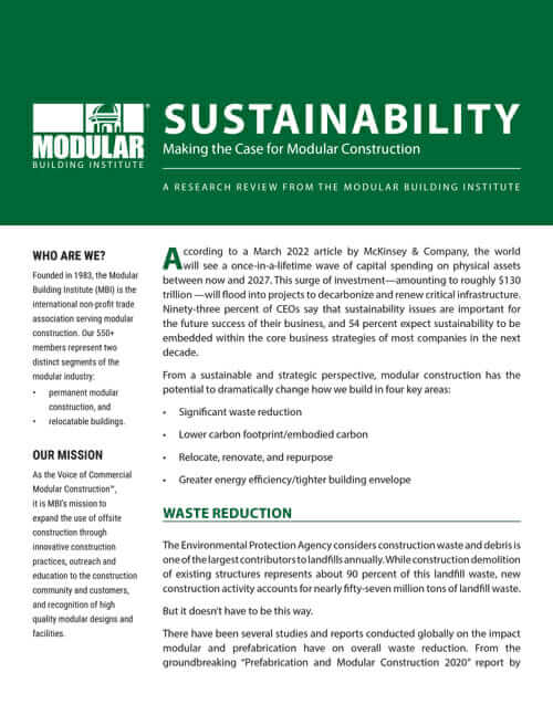 The Sustainability of Modular Construction - Hardiman - Williams LLC
